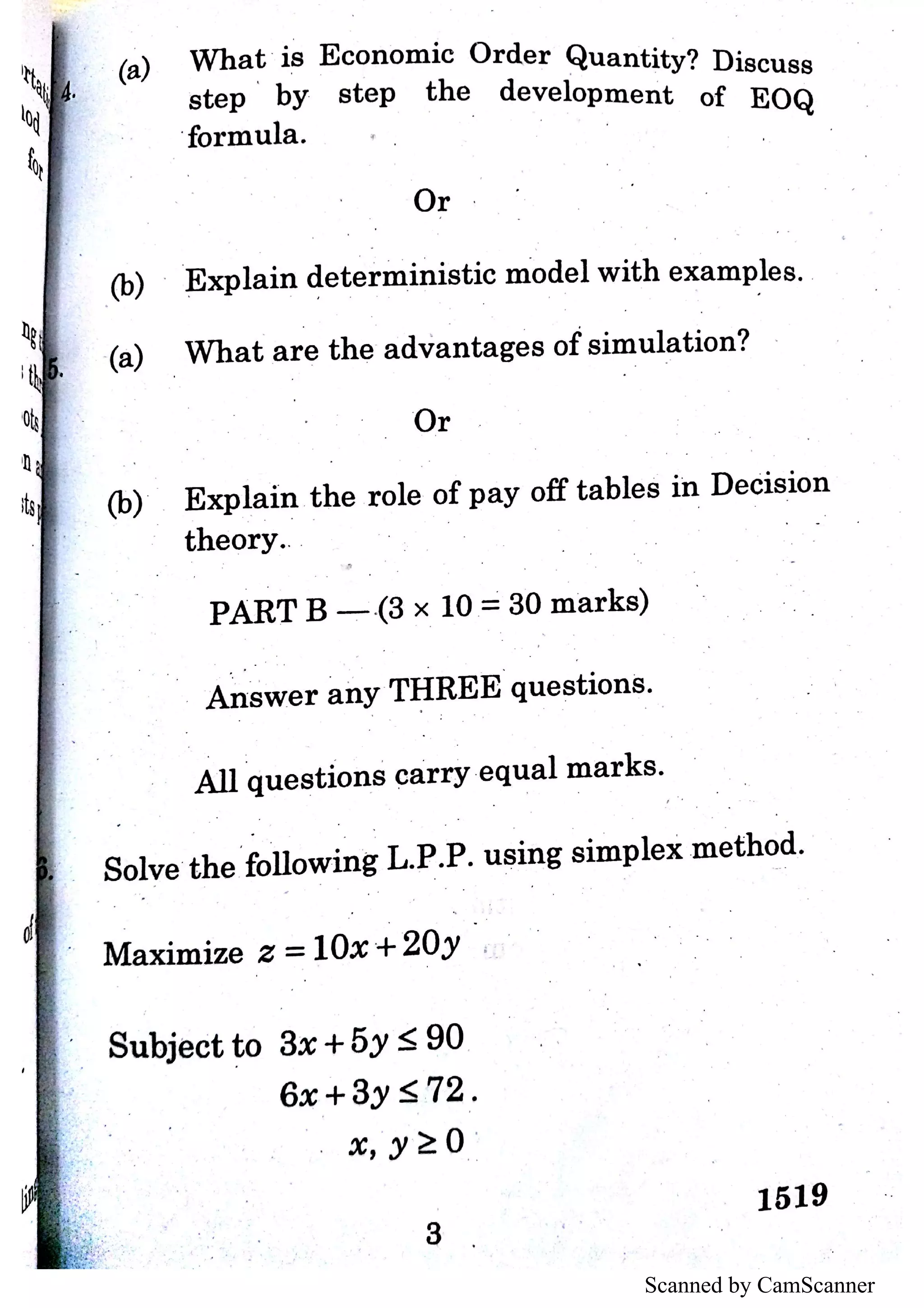Bharathiar University - MBA Question Paper - Quantitative Techniques ...