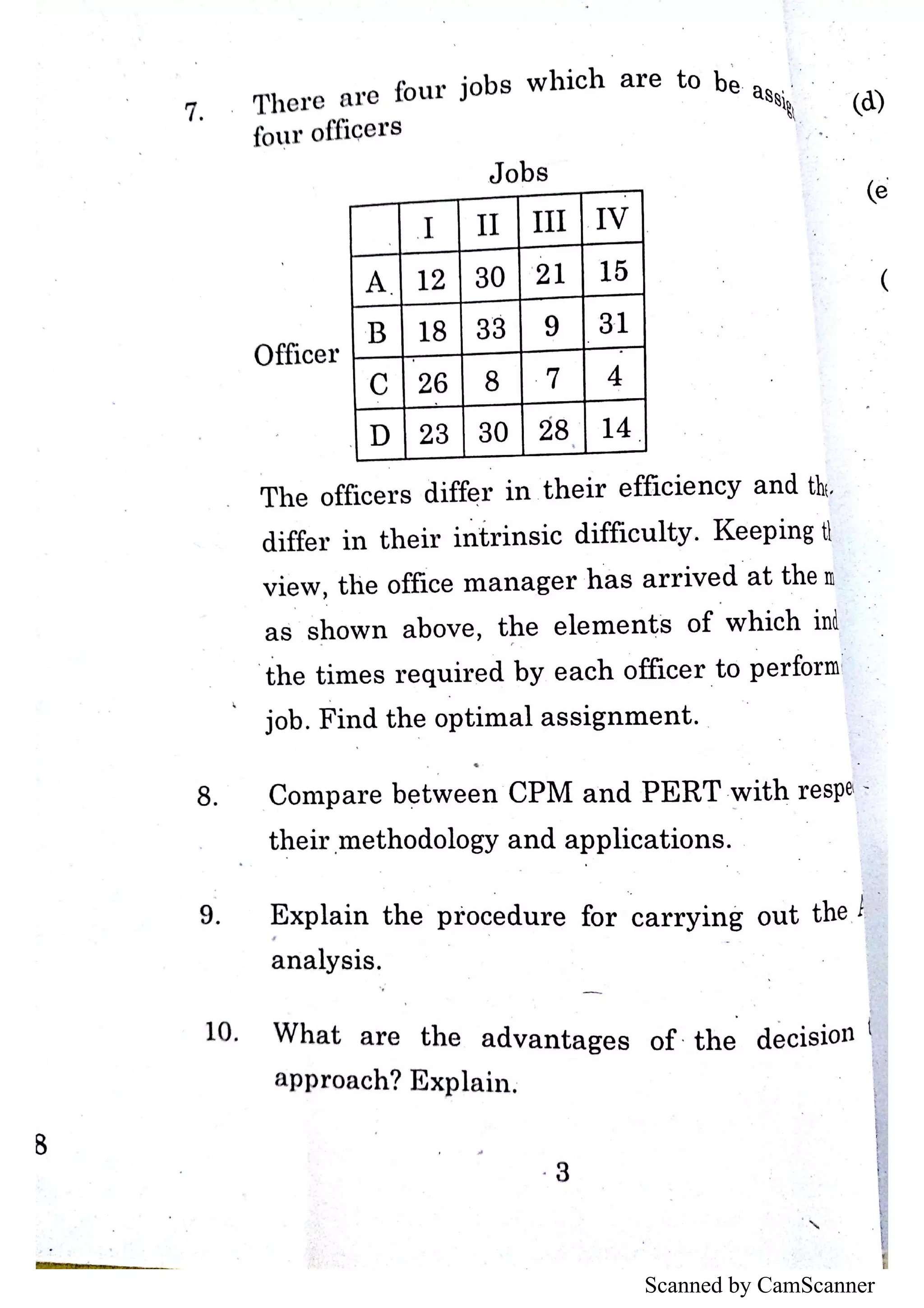 Bharathiar University - MBA Question Paper - Quantitative Techniques ...