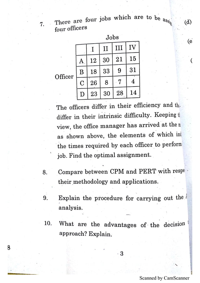 Bharathiar University - MBA Question Paper - Quantitative Techniques ...