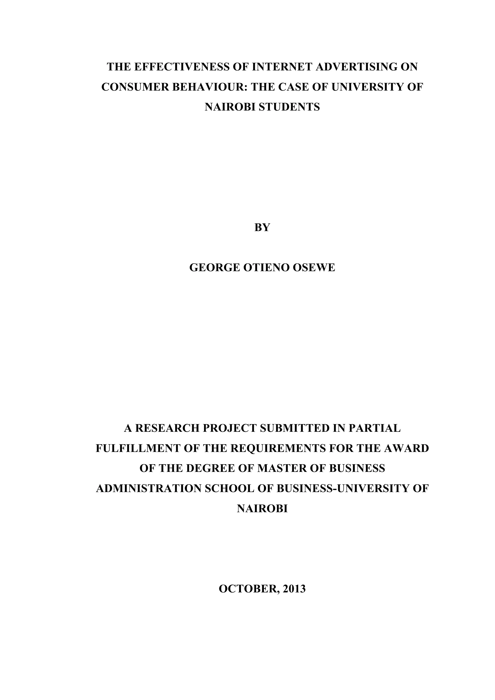 Mba research project report | PDF