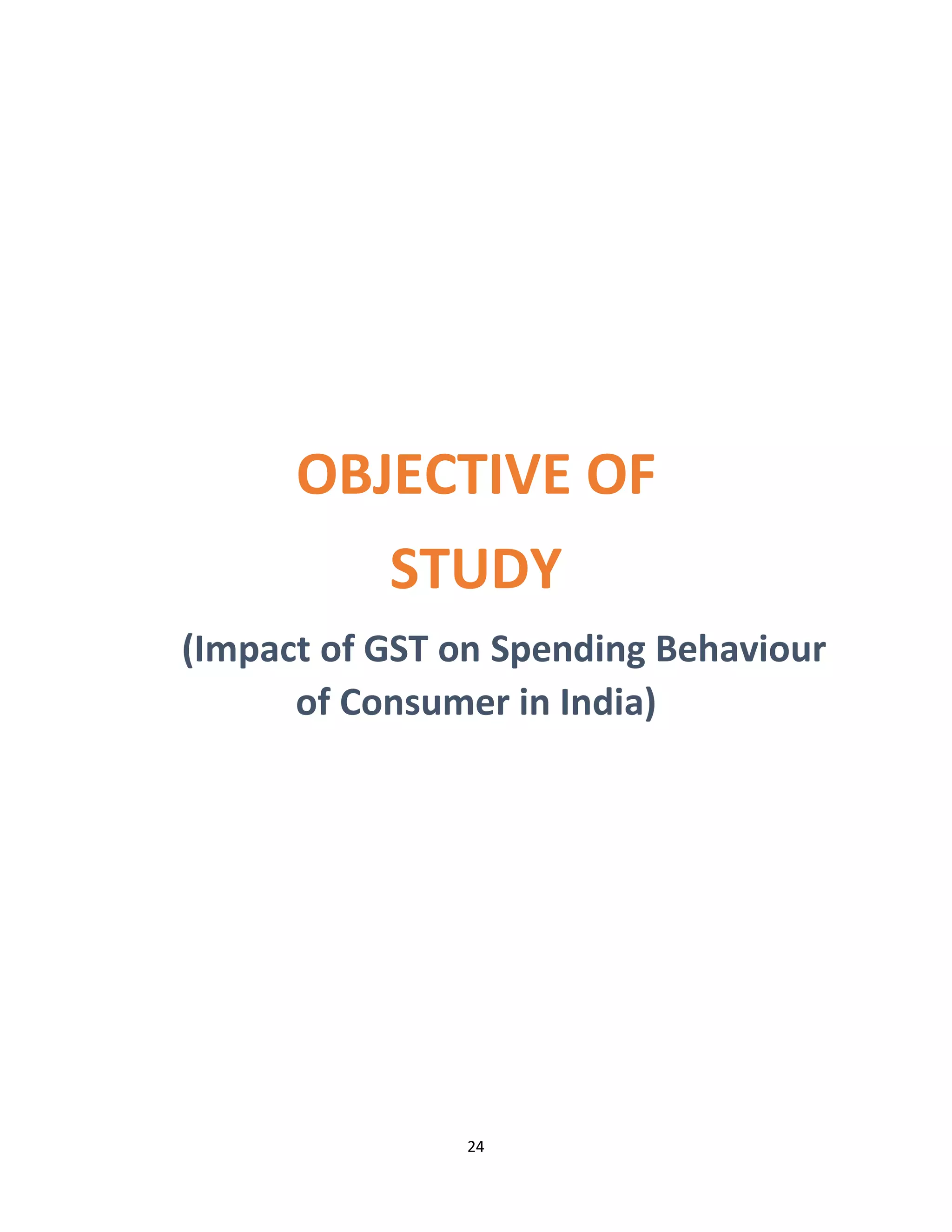 MBA Research Project Report on GST - Title as "Impact of GST on ...