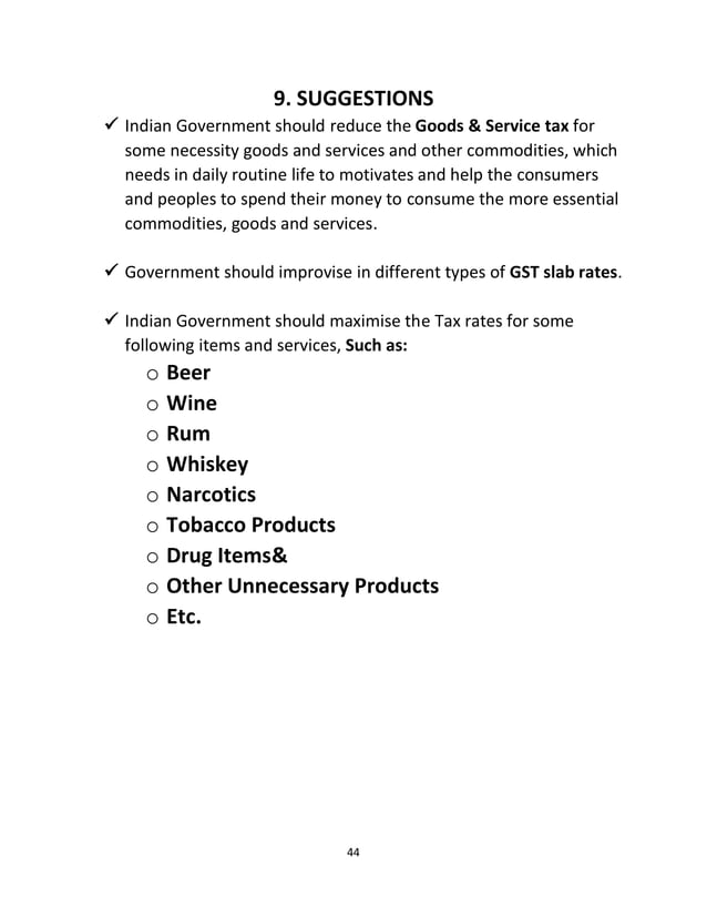 MBA Research Project Report on GST - Title as "Impact of GST on ...