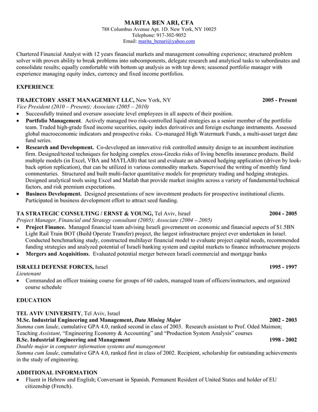 MBA Resume | PDF | Stocks and Bonds | Personal Investing