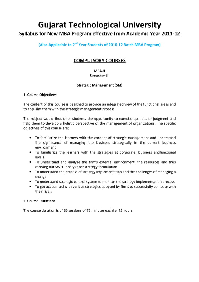 Mba sem 3 syllbus | PDF