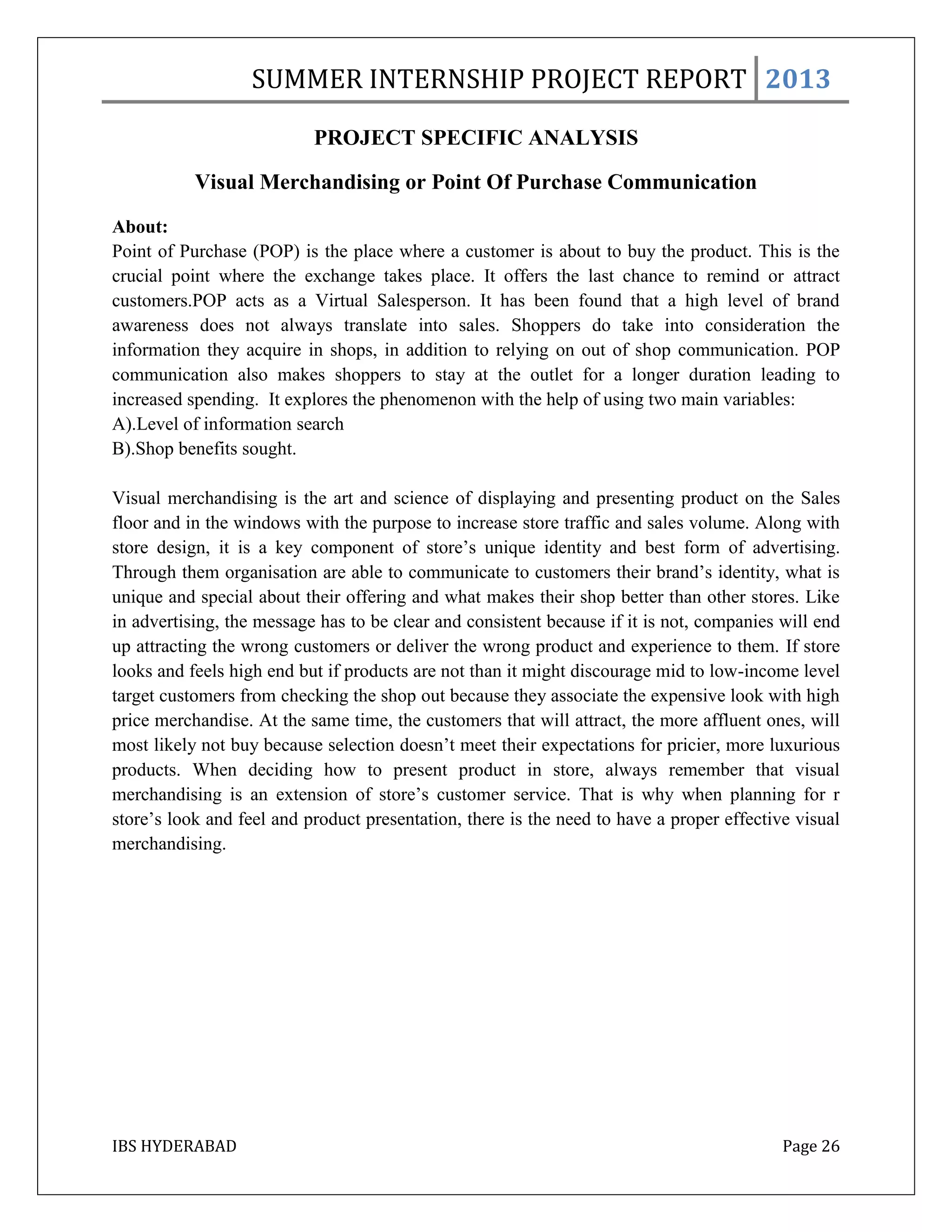 MBA Summer Internship Project Report | PDF