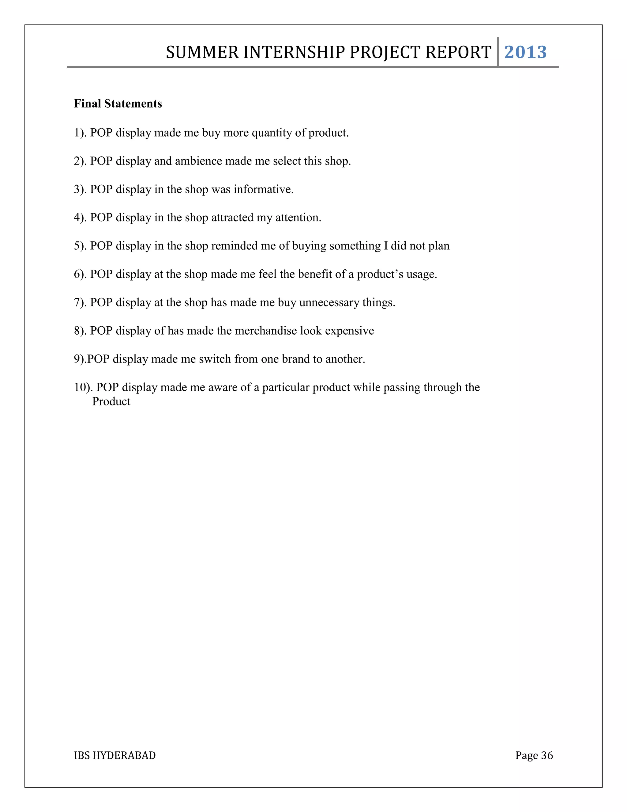 MBA Summer Internship Project Report | PDF