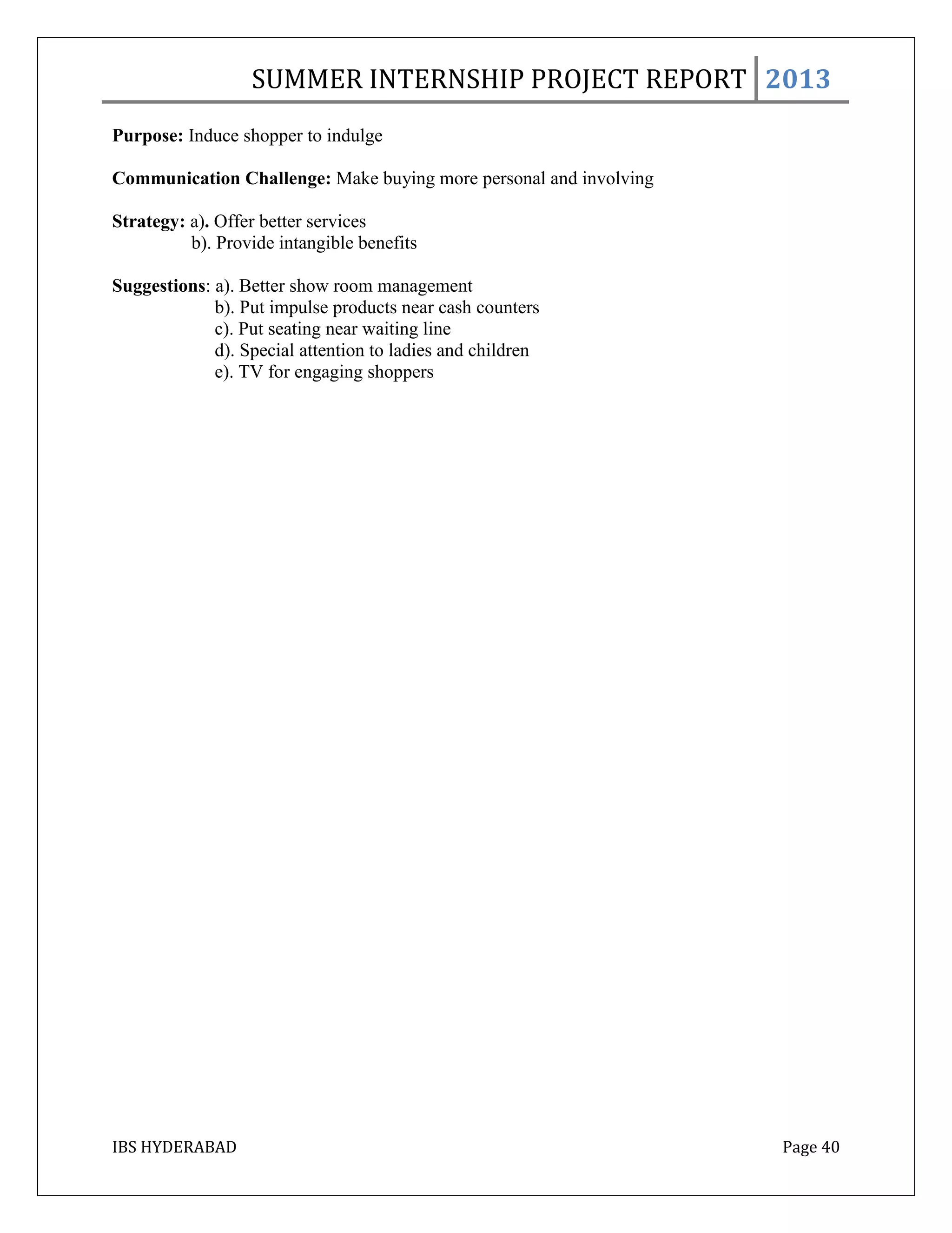 MBA Summer Internship Project Report | PDF