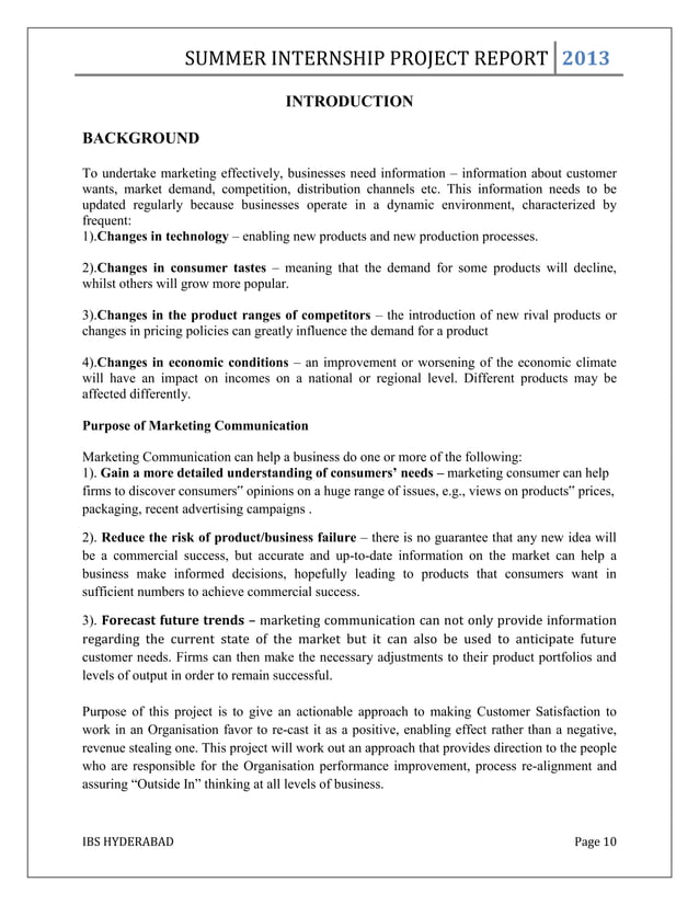 MBA Summer Internship Project Report | PDF | Marketing and Advertising ...