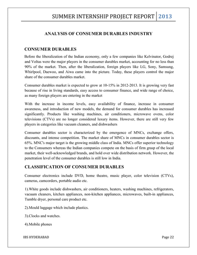 MBA Summer Internship Project Report | PDF | Marketing and Advertising ...