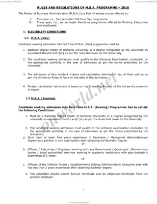 Osmania University Mba syllabus 2013 | PDF