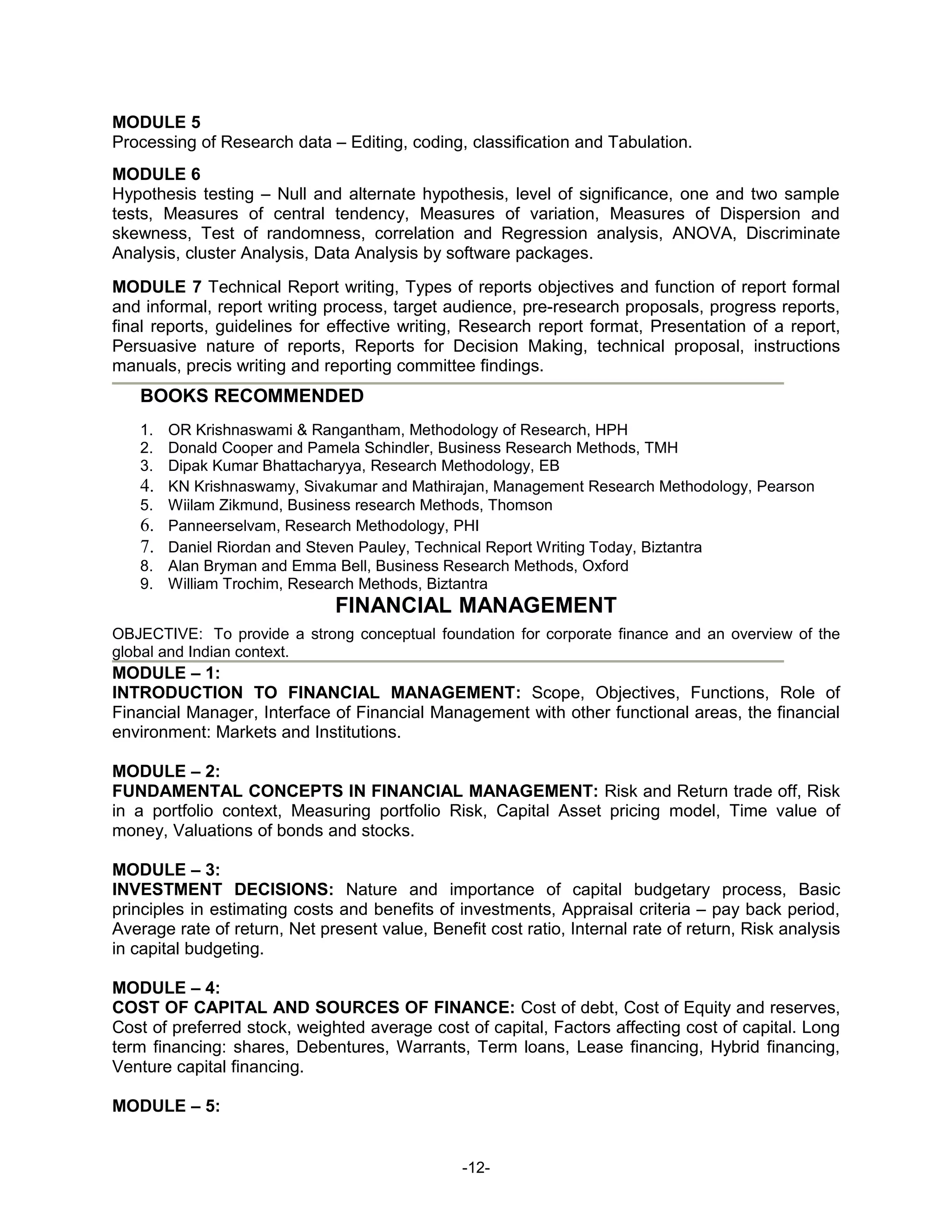 MBA Program (Bangalore University) syllabus course | PDF