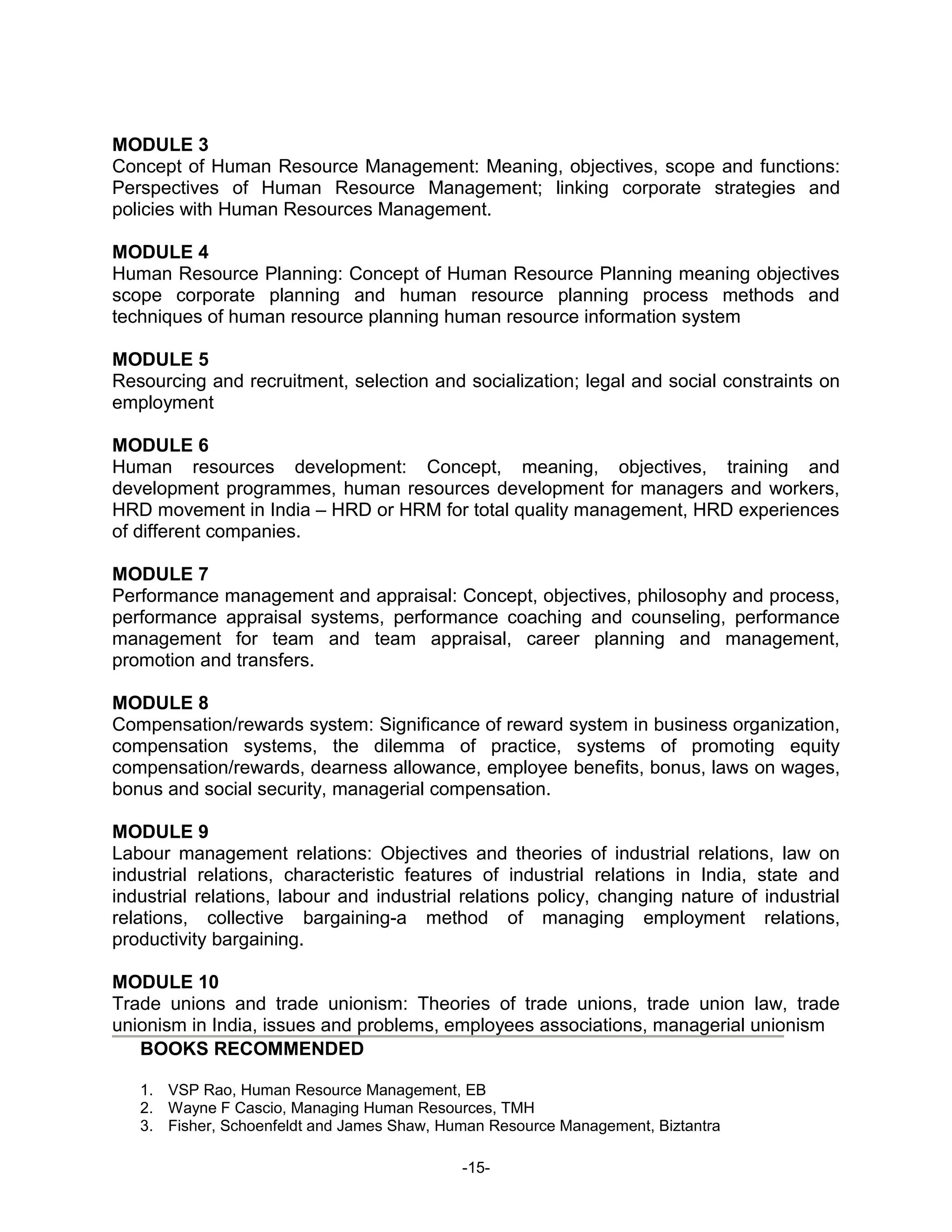 MBA Program (Bangalore University) syllabus course | PDF