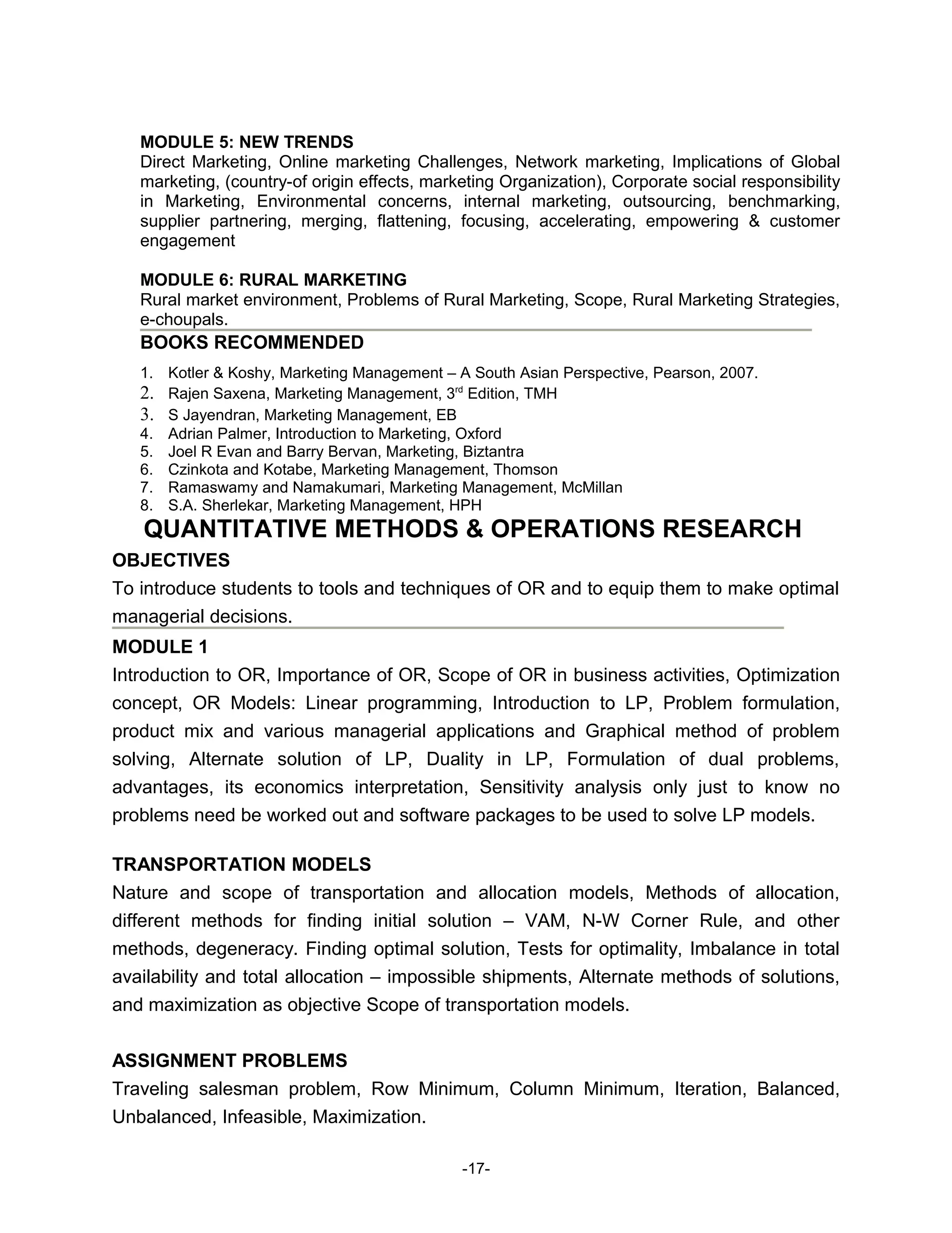 MBA Program (Bangalore University) syllabus course | PDF