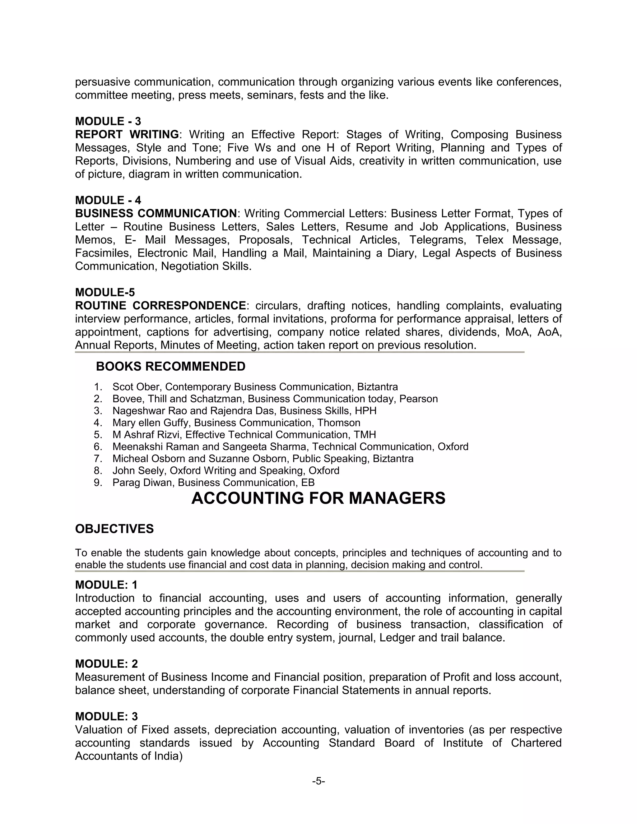 MBA Program (Bangalore University) syllabus course | PDF