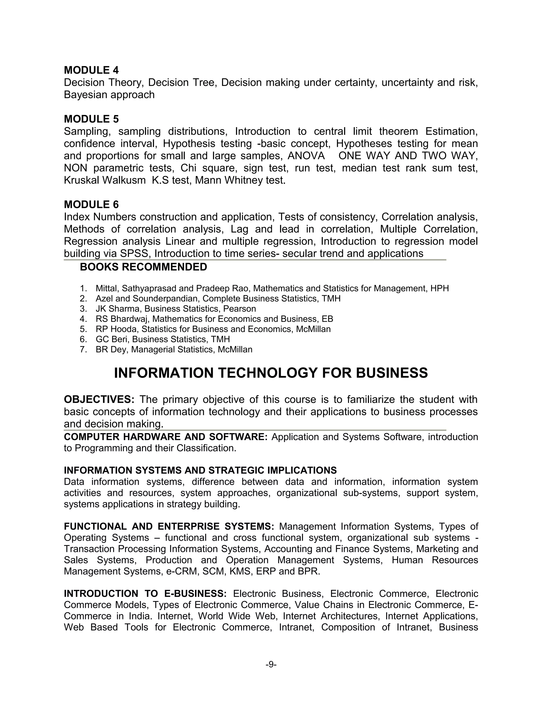 MBA Program (Bangalore University) syllabus course | PDF