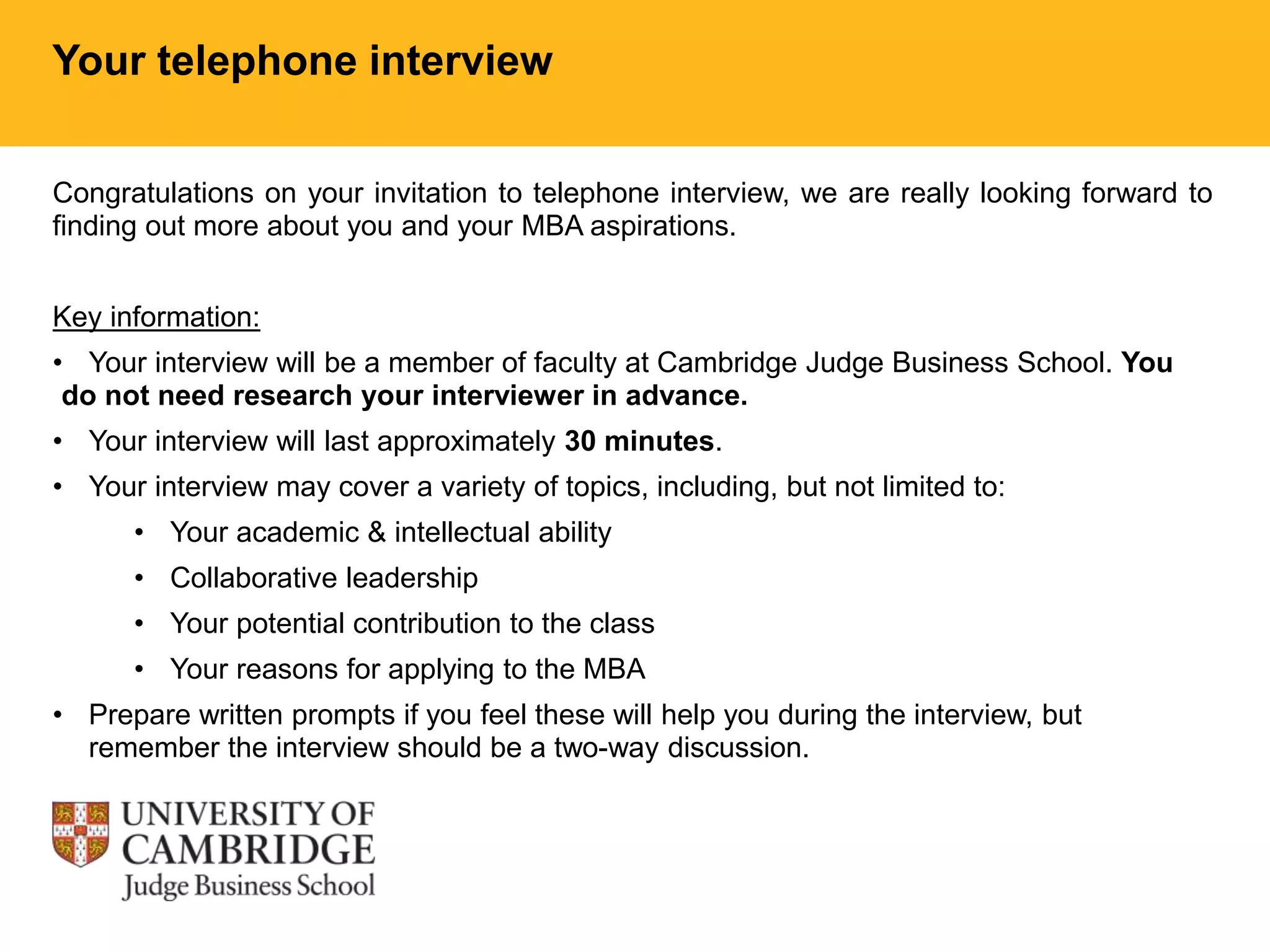 MBA Telephone Interview Candidates | PPT