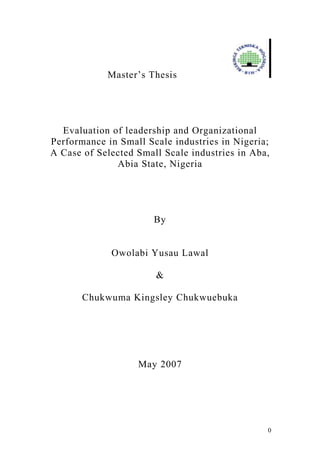 Mba thesis by owolabi & kingsley | PDF