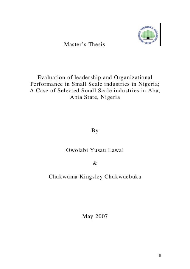 Mba thesis by owolabi & kingsley