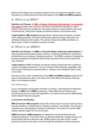 MBA vs EMBA | PDF