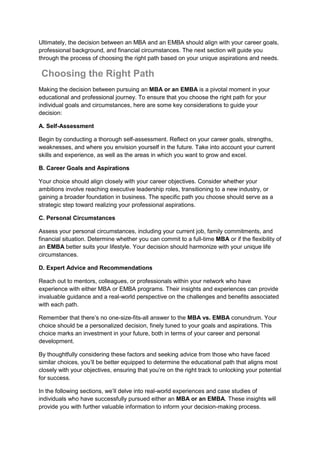 MBA vs EMBA | PDF