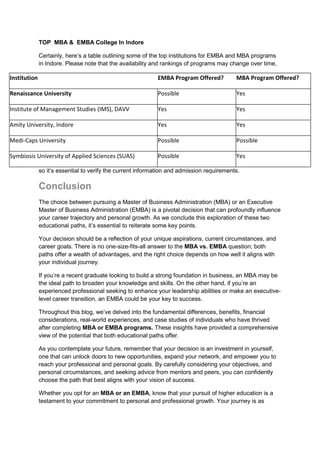 MBA vs EMBA | PDF