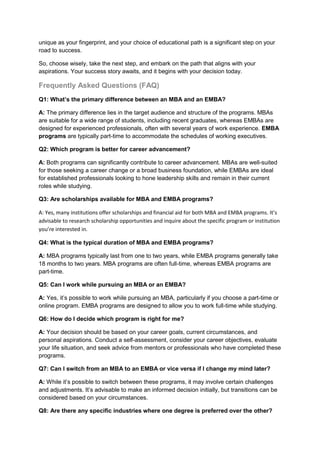 MBA vs EMBA | PDF