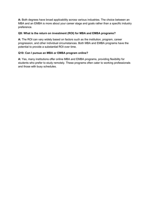 MBA vs EMBA | PDF