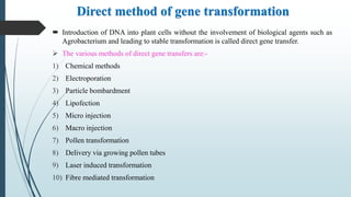 Gene Transormation techniques | PPTX | Gardening | Home & Garden
