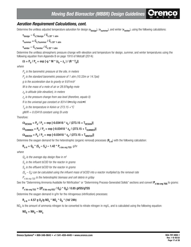 MBBR Design Guidelines Moving Bed Bioreactor .pdf | Chemistry | Science