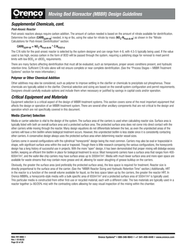 MBBR Design Guidelines Moving Bed Bioreactor .pdf | Chemistry | Science