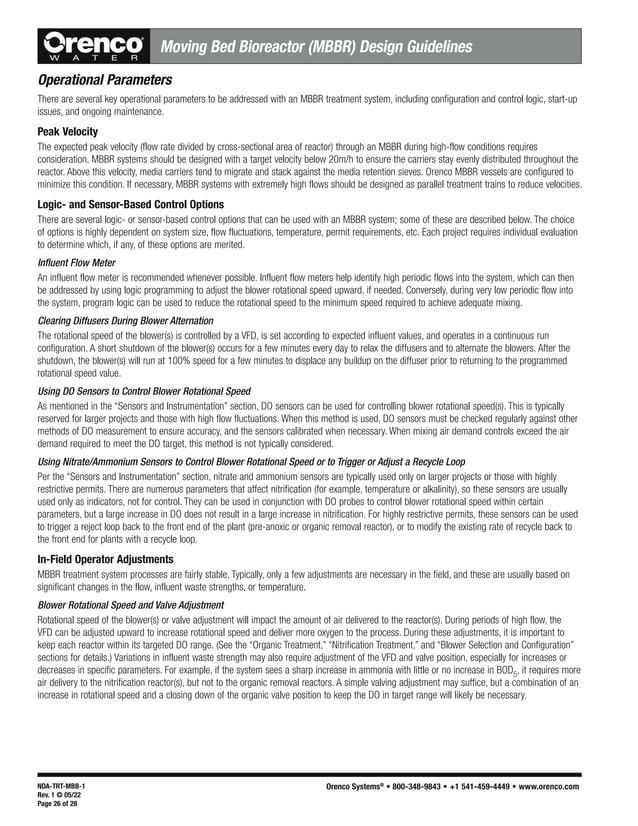 MBBR Design Guidelines Moving Bed Bioreactor .pdf | Chemistry | Science