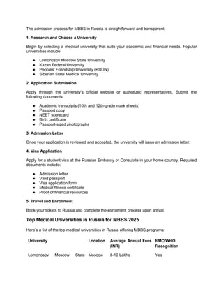 Study Abroad MBBS in Russia 2025-Comprehensive Guide | DOCX