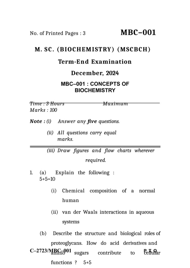 MBC-001.pptx mbc biochemistry ignou w paper | PDF