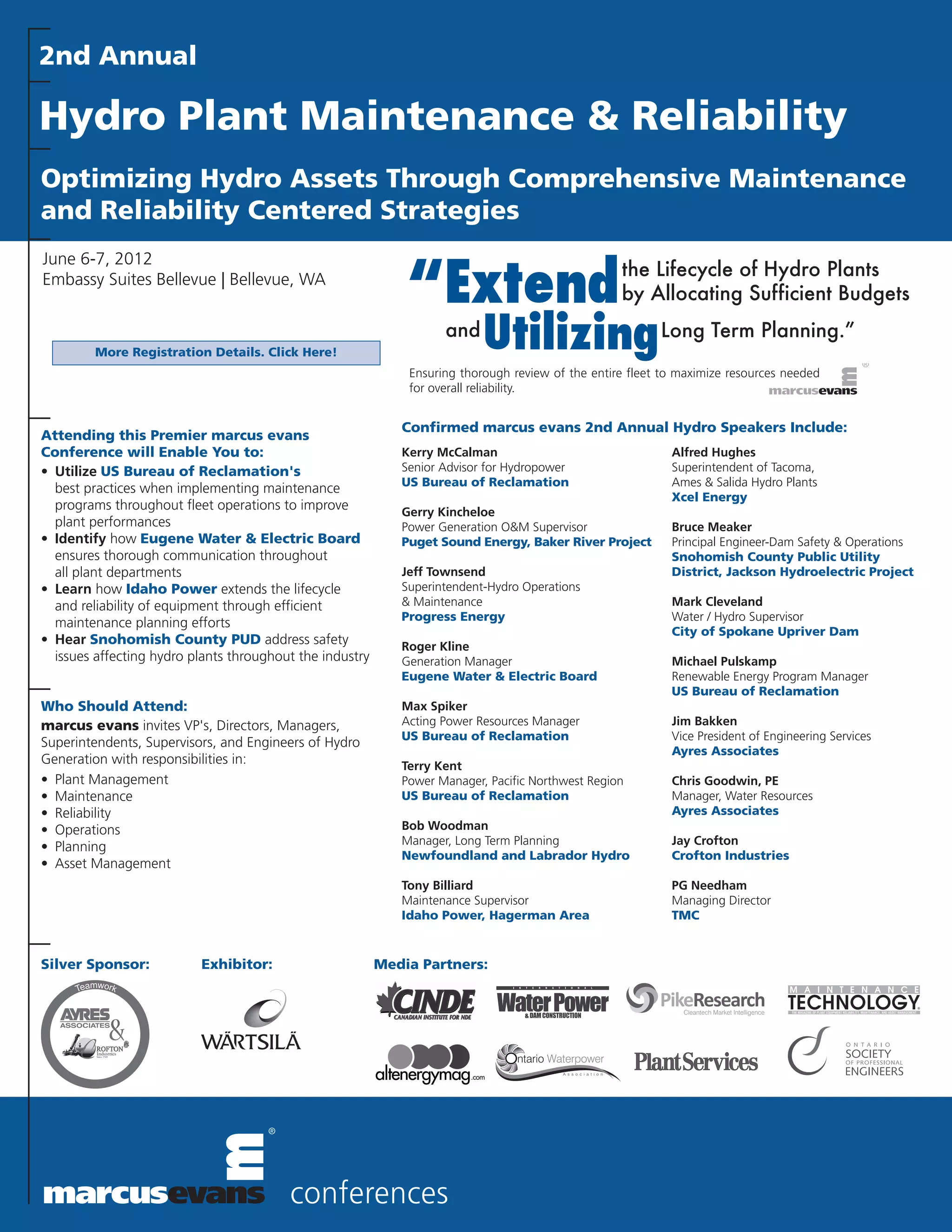 2nd Annual Hydro Plant Maintenance & Reliability Conference | PDF