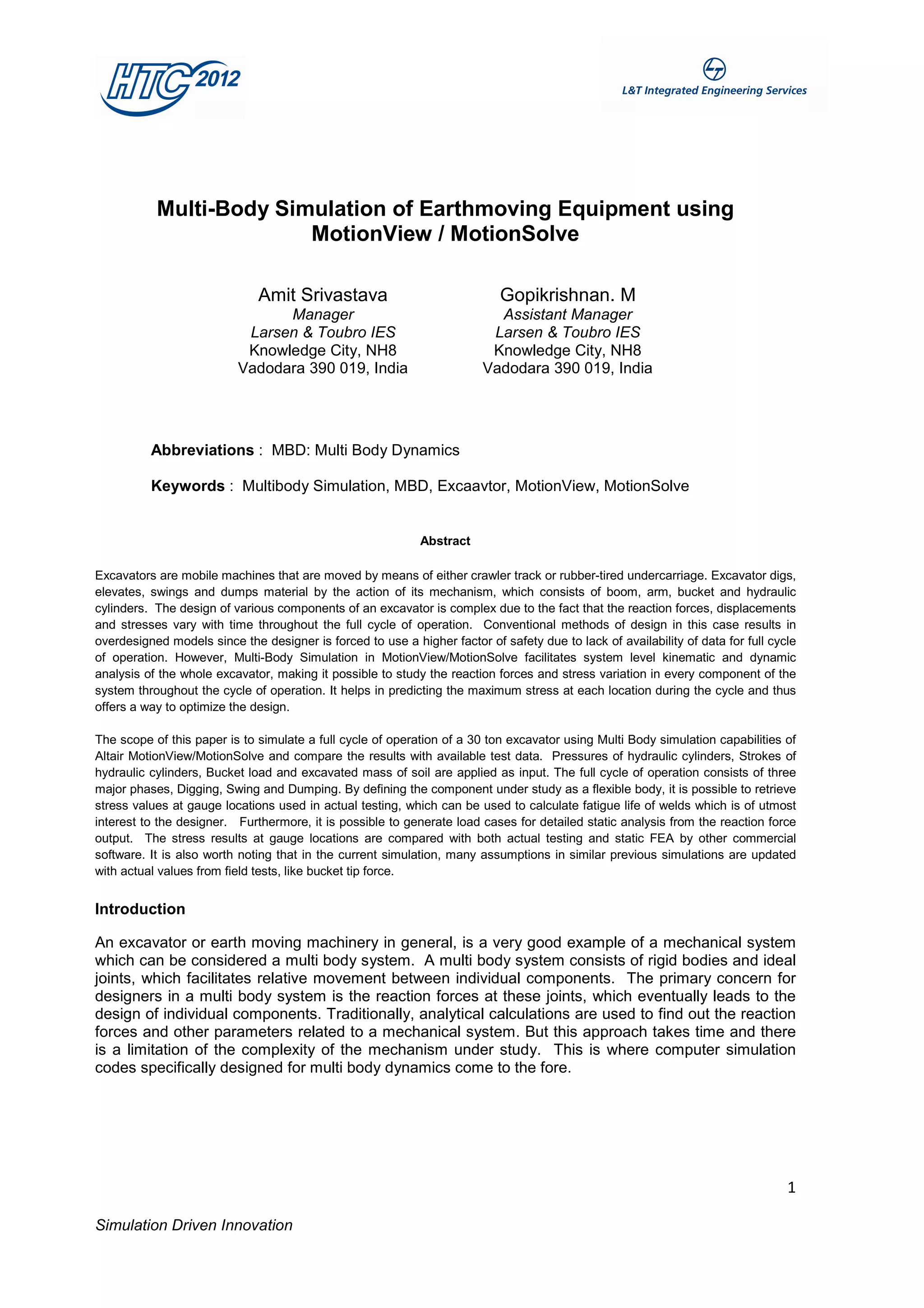 Mbd 04 multi-body_simulation_of_earthmoving_equipment_l&t | PDF