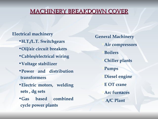 Machinery Breakdown Insurance | PPT