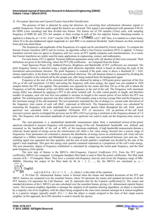 Bat Classification based on Perceptual, Spectrum and Cepstral Features in Kalakad Mundanthurai ...
