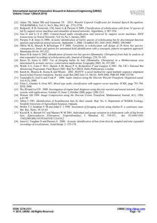 Bat Classification based on Perceptual, Spectrum and Cepstral Features in Kalakad Mundanthurai ...