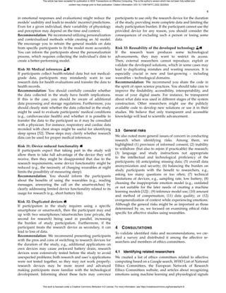 Ethical Considerations and Checklist for Affective Research with Wearables | PDF