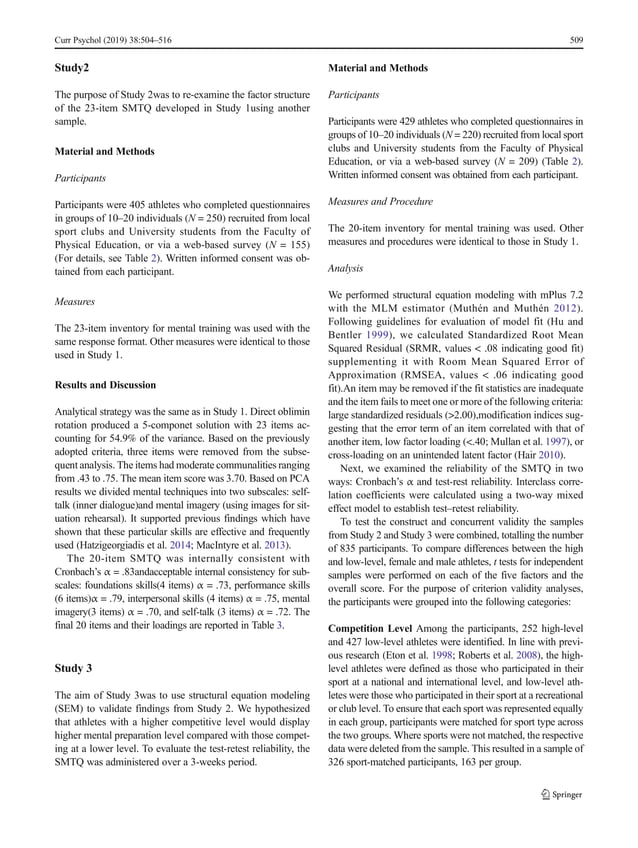 The Sport Mental Training Questionnaire: Development and Validation | PDF