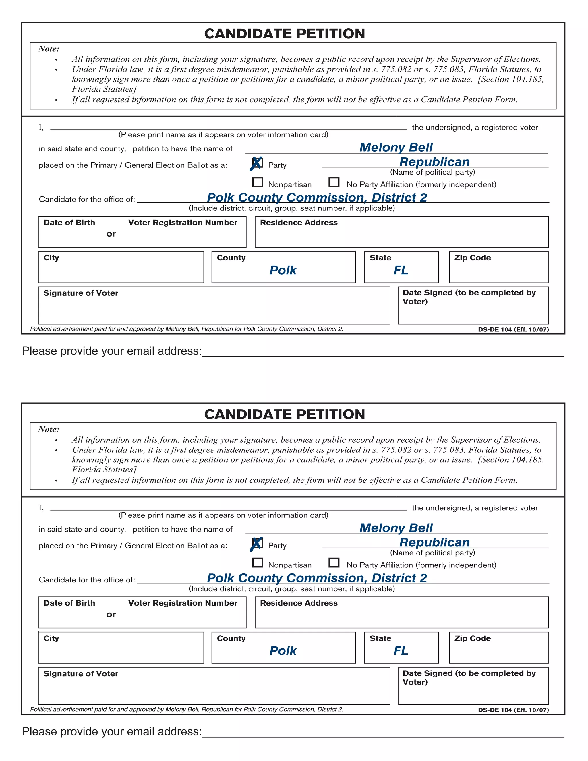 Petition for Melony Bell | PDF