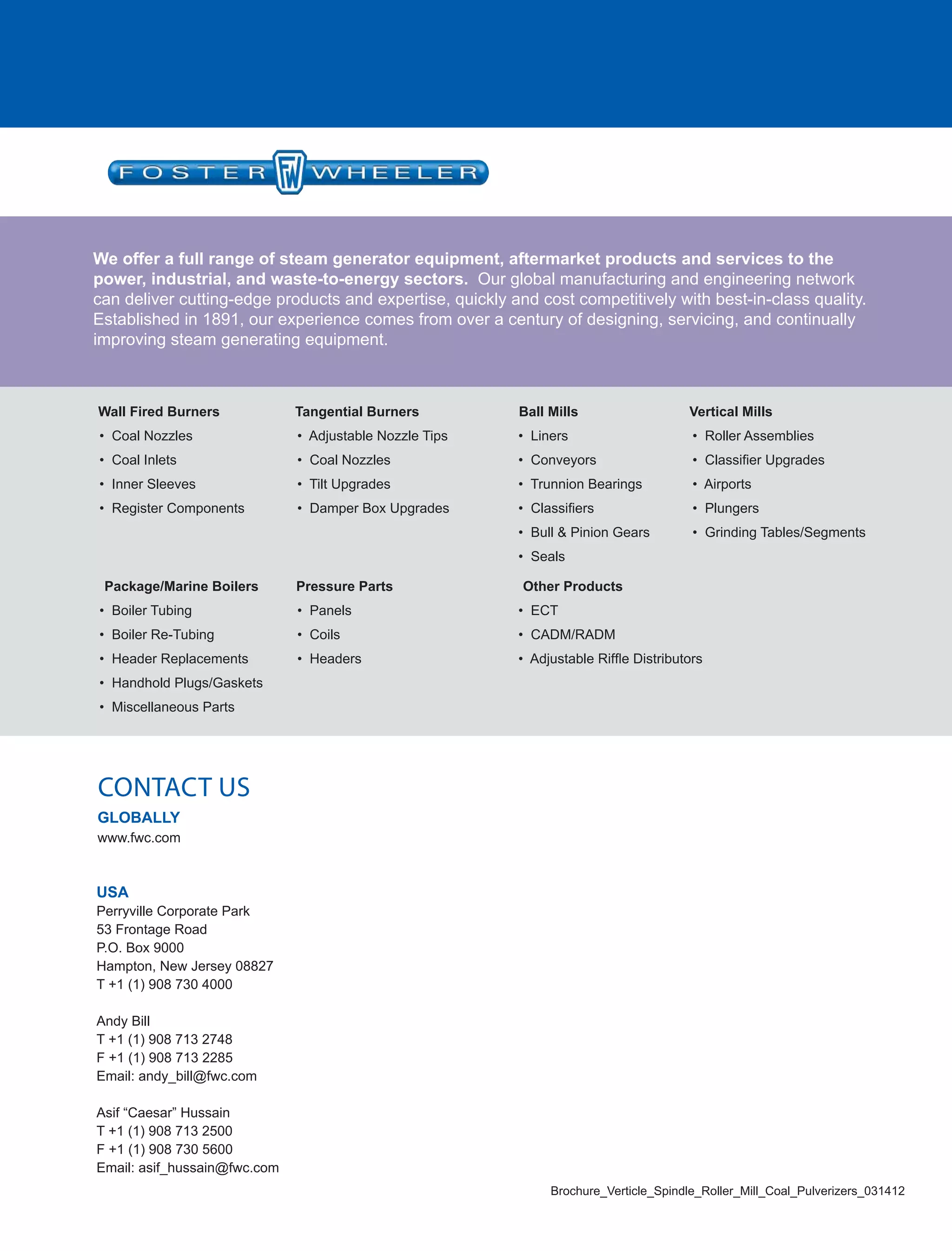 Mbf coal pulverizers foster wheeler | PDF