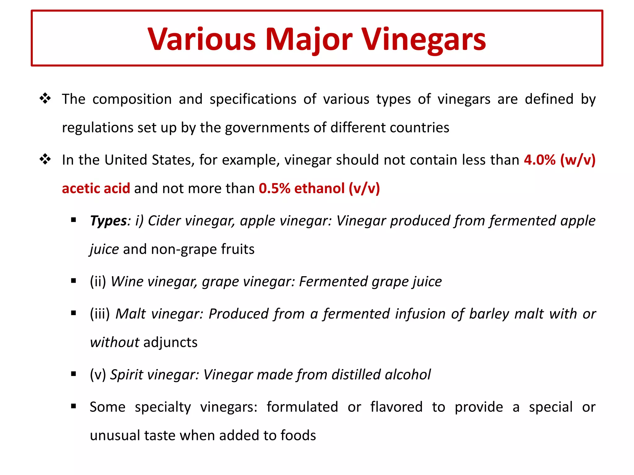 Vinegar (acetic acid) production | PPTX
