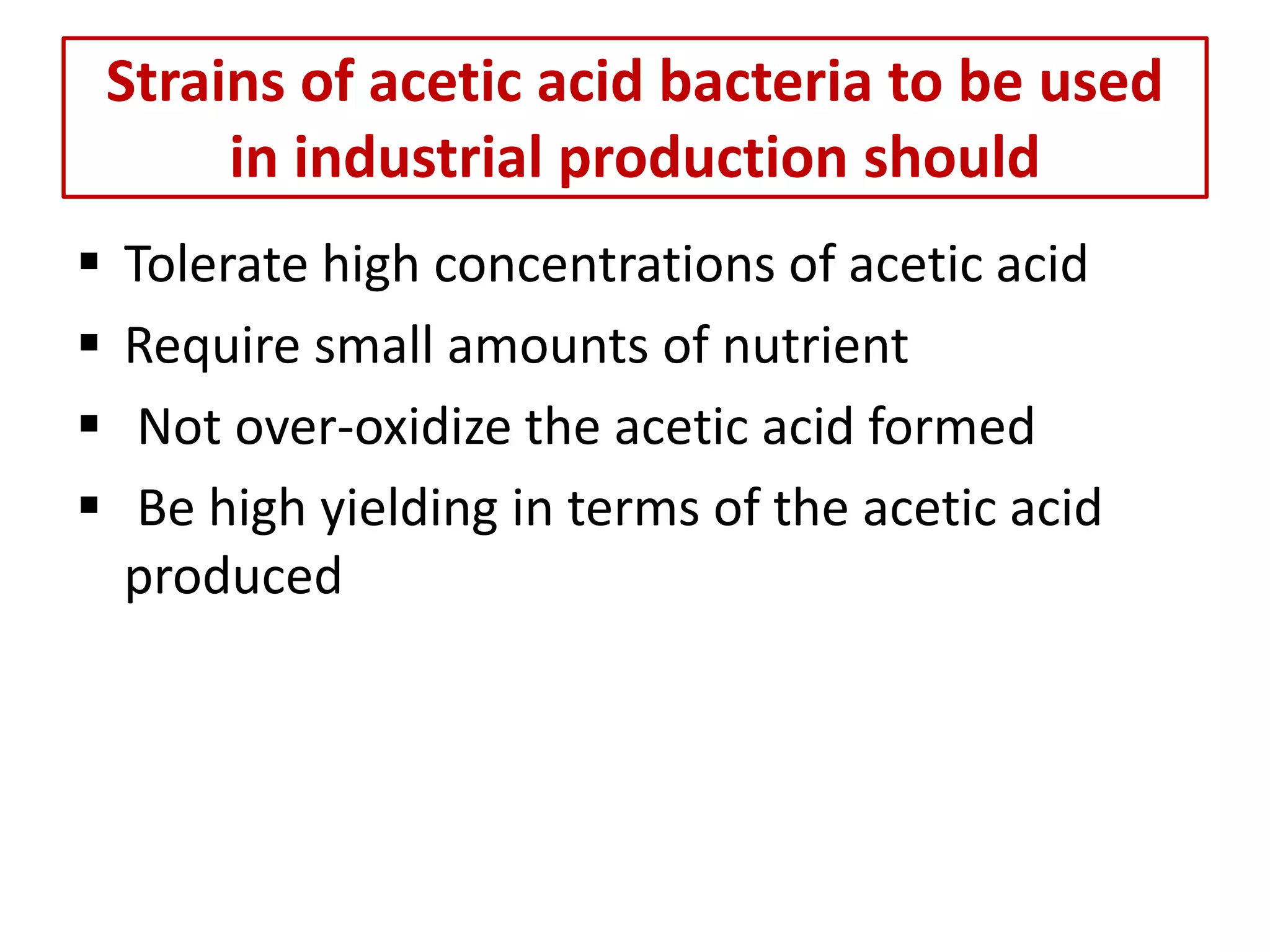 Vinegar (acetic acid) production | PPTX