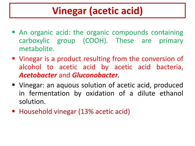 Vinegar (acetic acid) production | PPTX | Alcoholic Beverages | Food ...