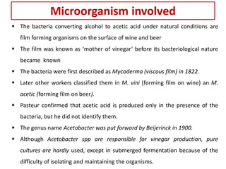 Vinegar (acetic acid) production | PPTX