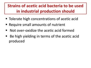 Vinegar (acetic acid) production | PPTX