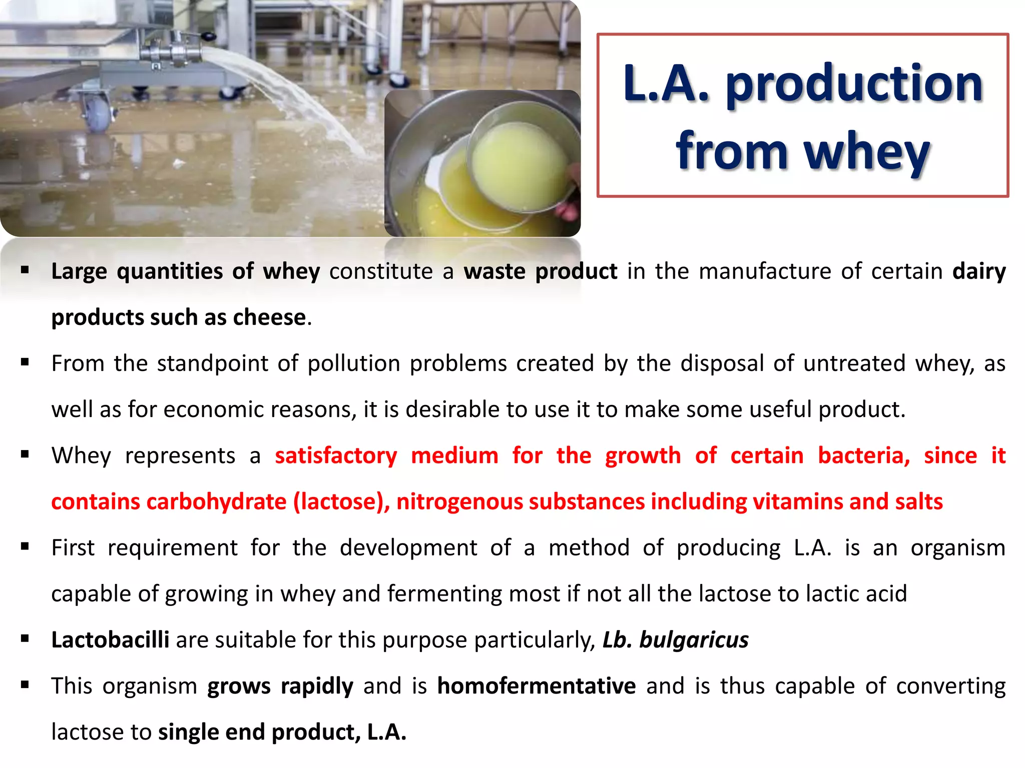 Production of lactic acid | PPTX