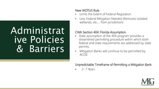 Wetland Mitigation Banking Florida Summer 2021 | PPT