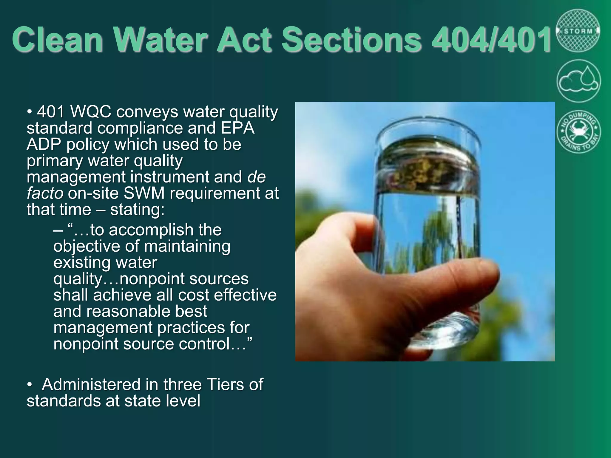 Key Clean Water Act Criteria Affecting Stormwater Management at the ...
